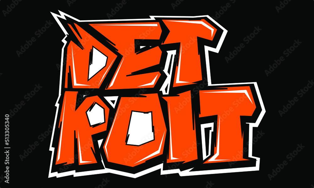 Detroit City Vector Text. Graffiti Style Hand Drawn Lettering. Perfect ...