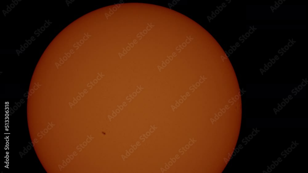 Sun With Sunspots in Telescope. Sun Spots Shining Solar Flare. Magnetic Storm, Sunny Wind Global ...
