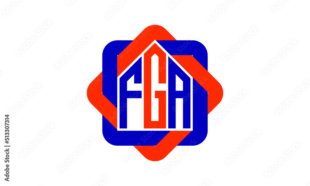 FGA three letter real estate logo with home icon logo design vector ...