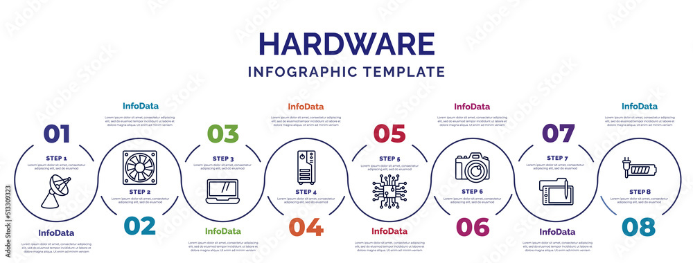 infographic template with icons and 8 options or steps. infographic for ...