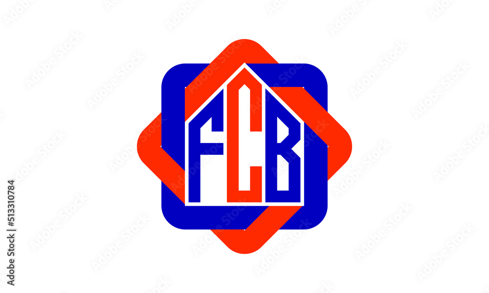 FCB three letter real estate logo with home icon logo design vector ...