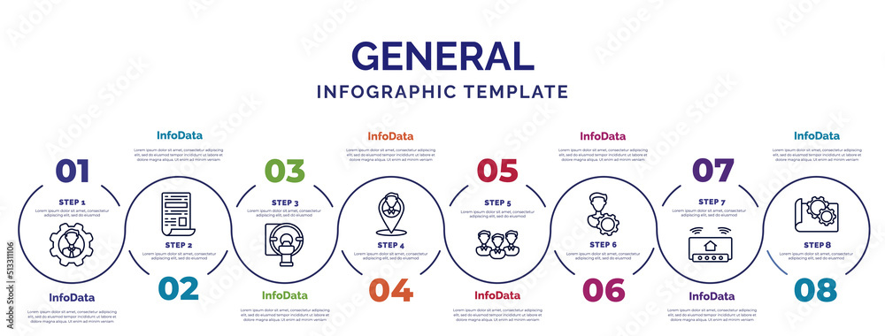 infographic template with icons and 8 options or steps. infographic for ...