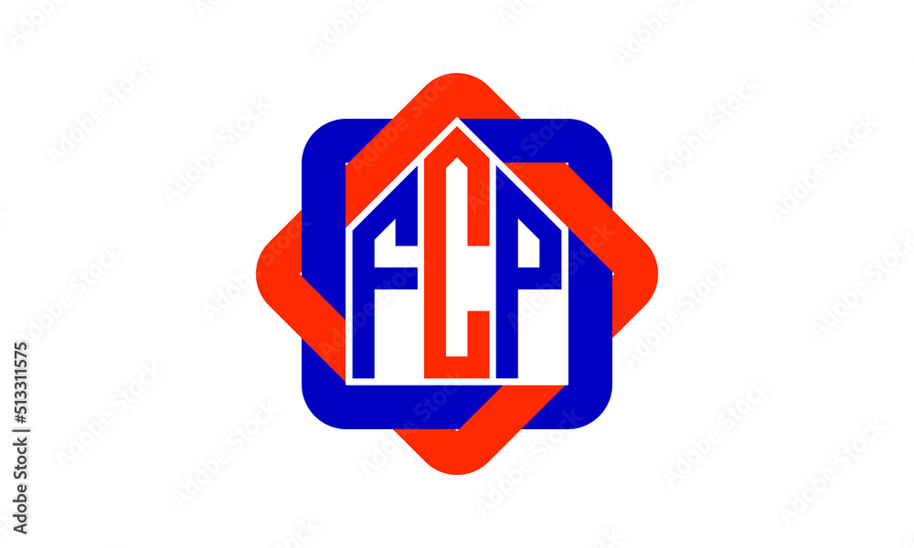 FCP three letter real estate logo with home icon logo design vector ...