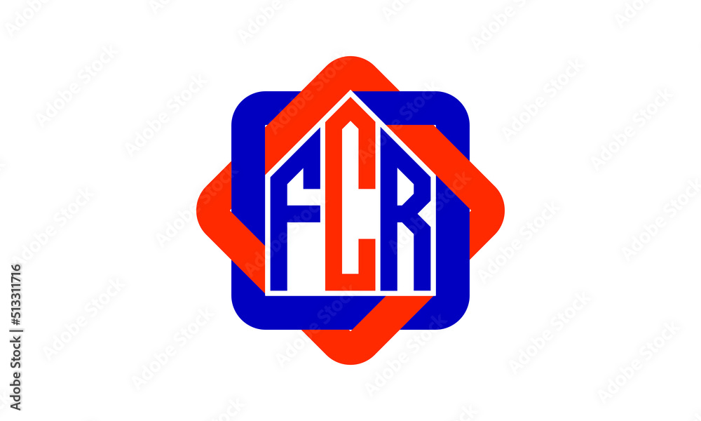 FCR three letter real estate logo with home icon logo design vector ...