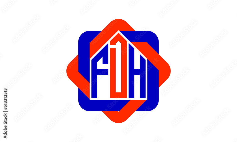 FDH three letter real estate logo with home icon logo design vector ...