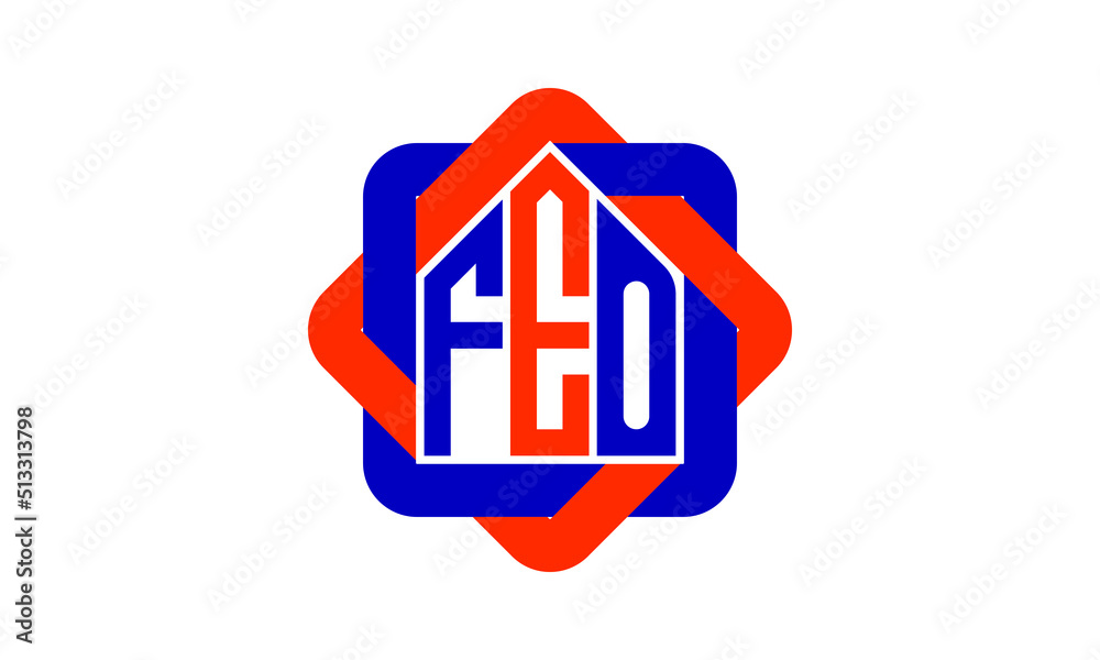 FEO three letter real estate logo with home icon logo design vector ...