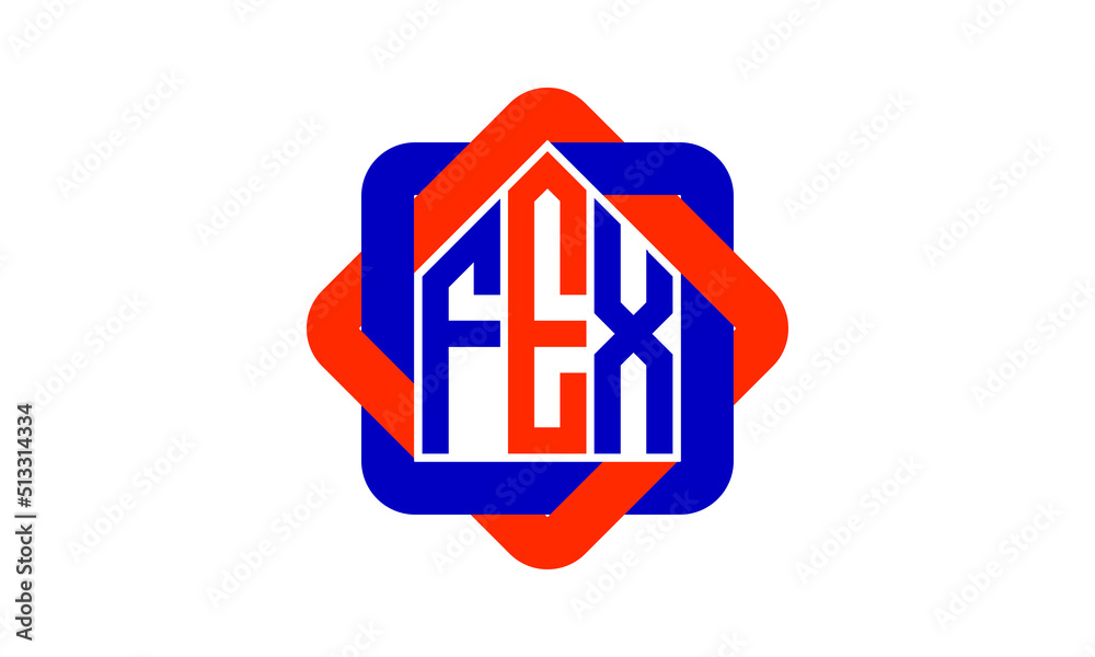 FEX three letter real estate logo with home icon logo design vector ...