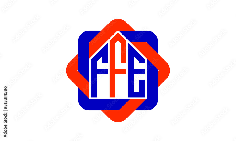 FFE three letter real estate logo with home icon logo design vector ...