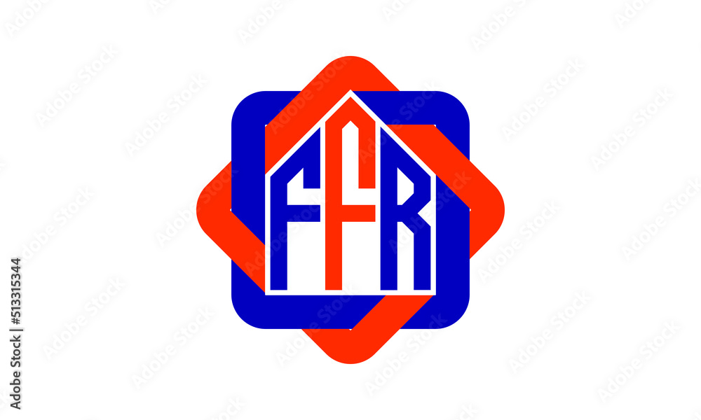 FFR three letter real estate logo with home icon logo design vector ...