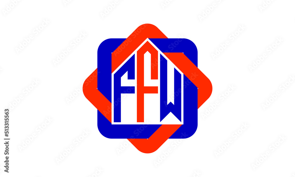 FFW three letter real estate logo with home icon logo design vector ...