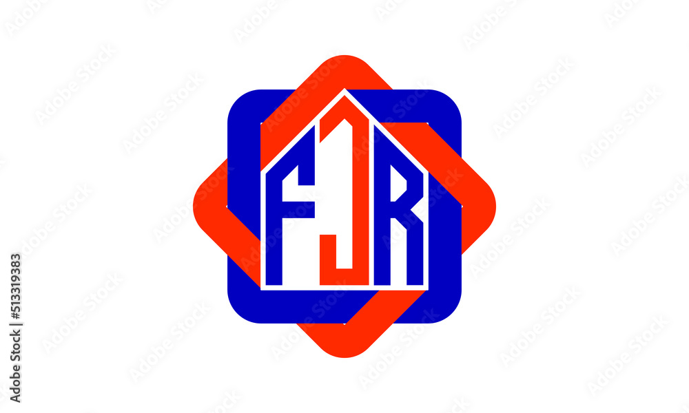FJR three letter real estate logo with home icon logo design vector ...