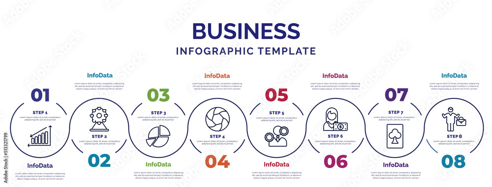 Vetor de infographic template with icons and 8 options or steps ...