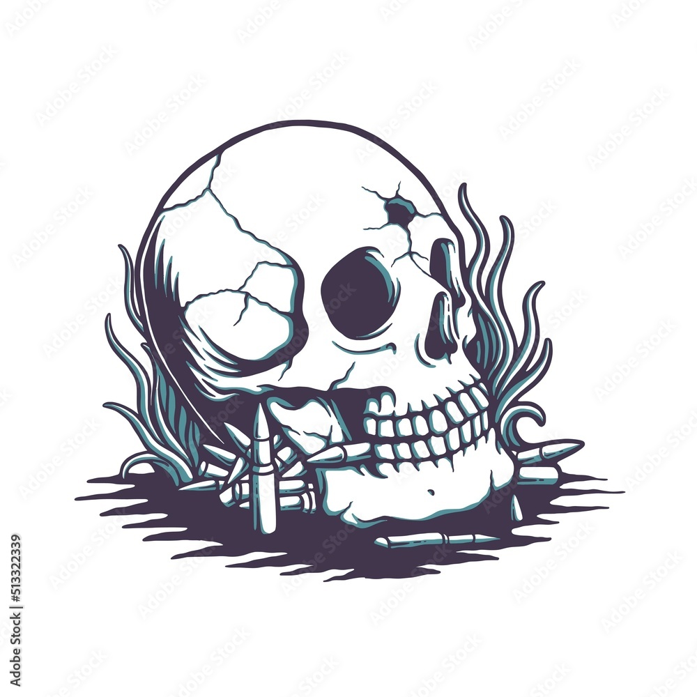 bullet hole skull vector illustration Stock Vector | Adobe Stock