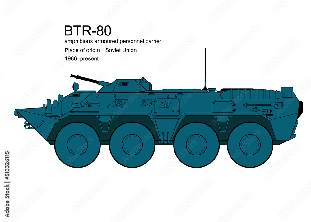 Ilustração do Stock: BTR-80 amphibious armoured personnel carrier. It a ...