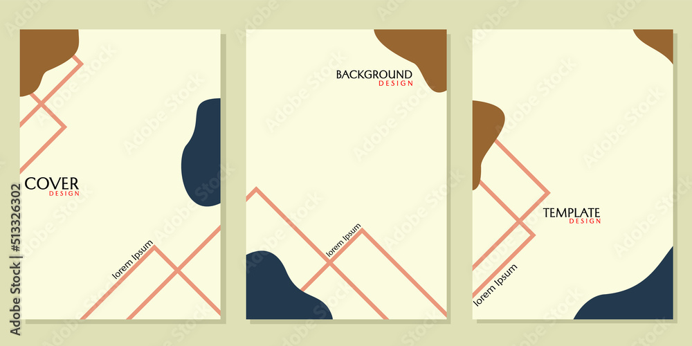 set of book cover template designs. aesthetic theme brown pastel ...