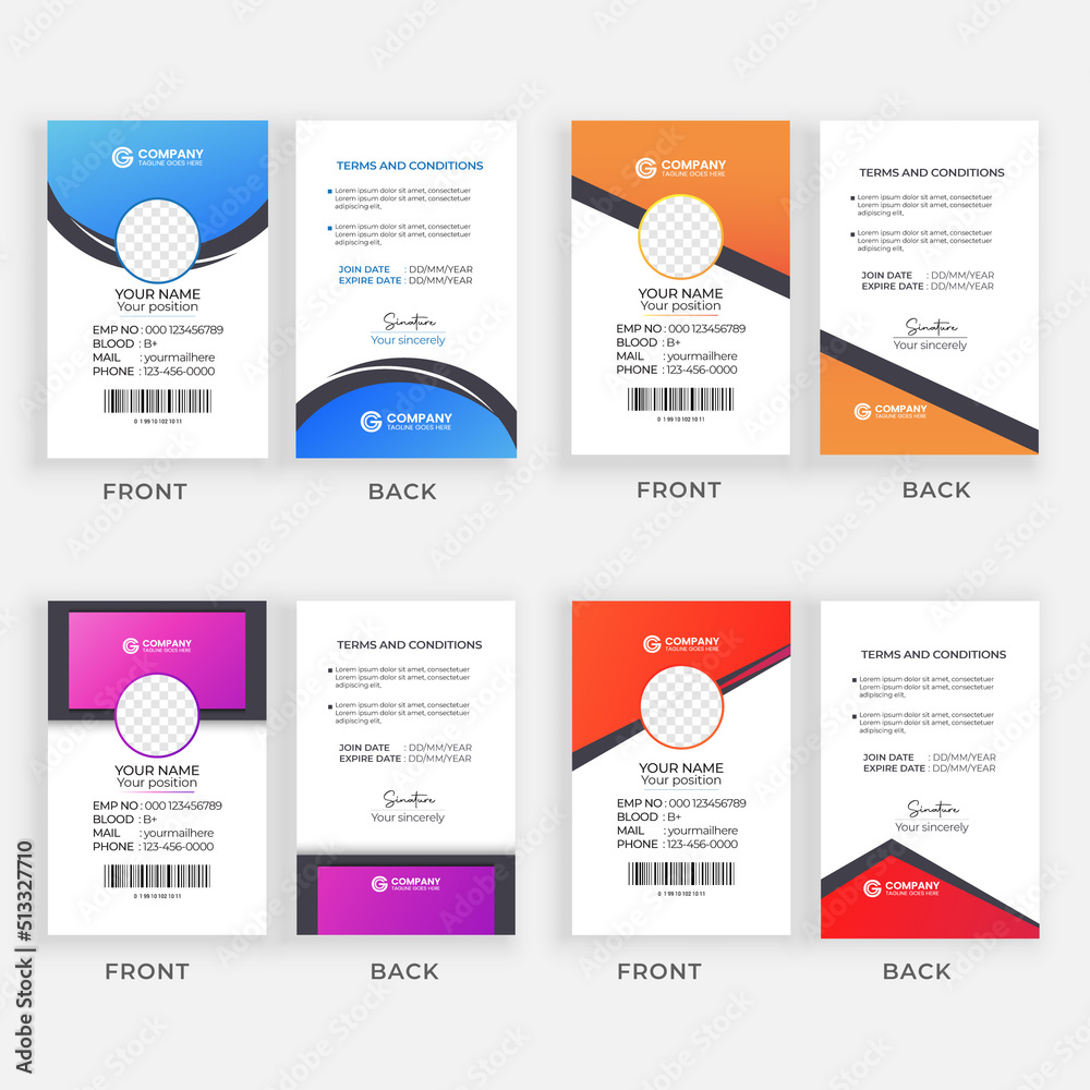 Poster Modern and minimalist layout id card template 4 color variation ...