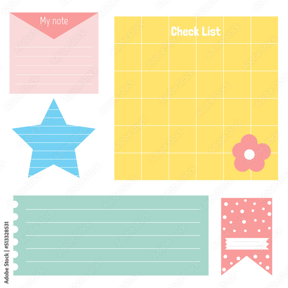 Cute paper notes. Stationary set. Scrapbook notes and cards.Printable ...