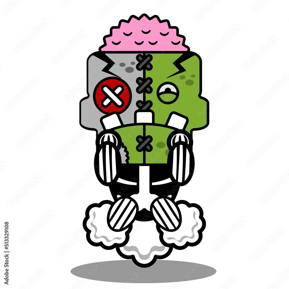 cartoon character costume vector illustration rocket fart cute zombie ...