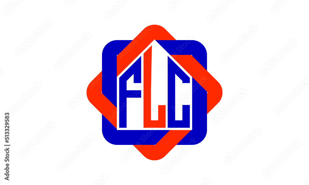 FLC three letter real estate logo with home icon logo design vector ...