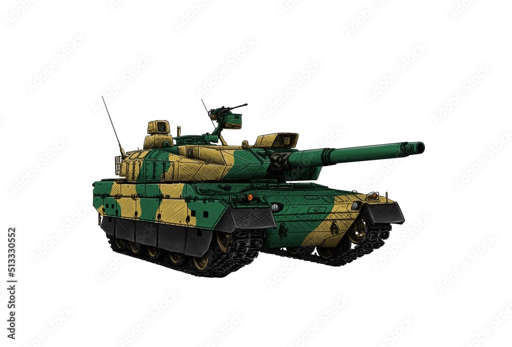 Japanese main battle tank of the new generation in camouflage. The ...