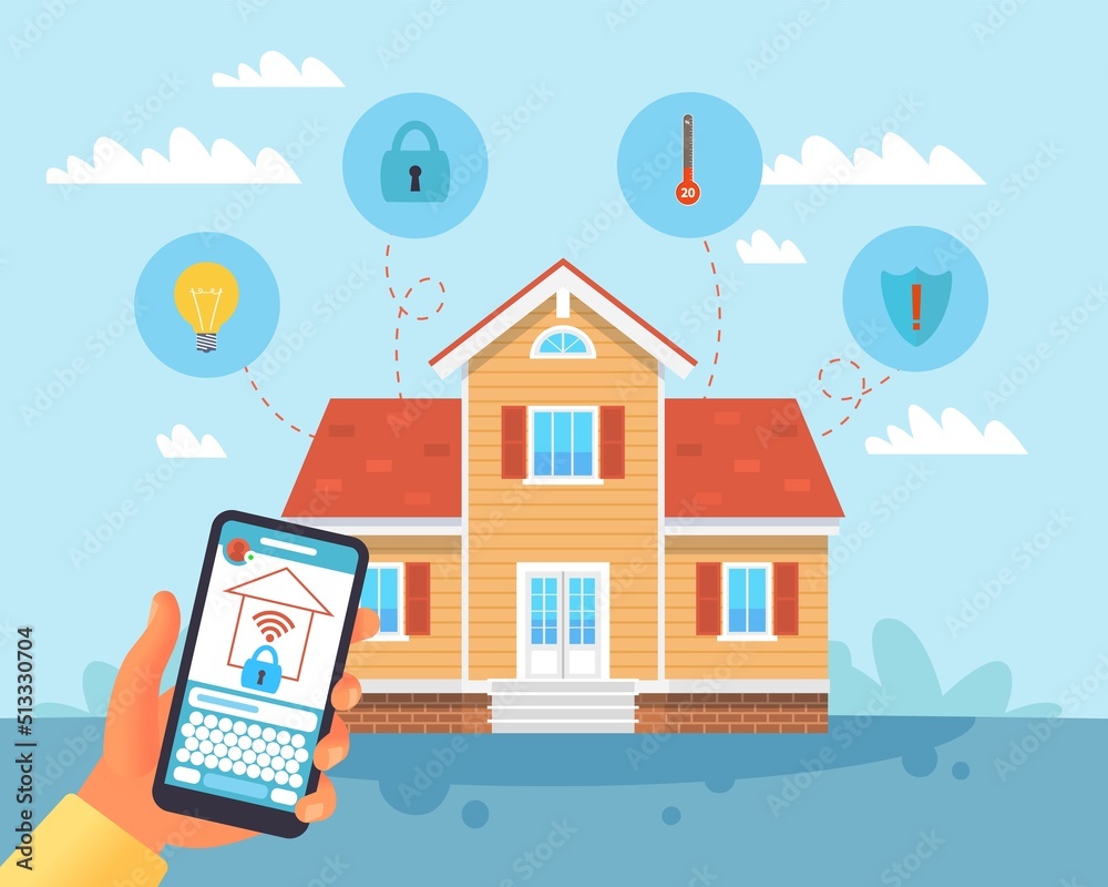 Smart home. Automation temperature, heating. Control security ...