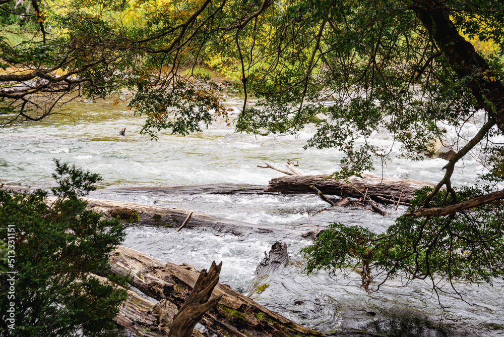 View of the Ruca Malén River that crosses the section of Route 40 that ...