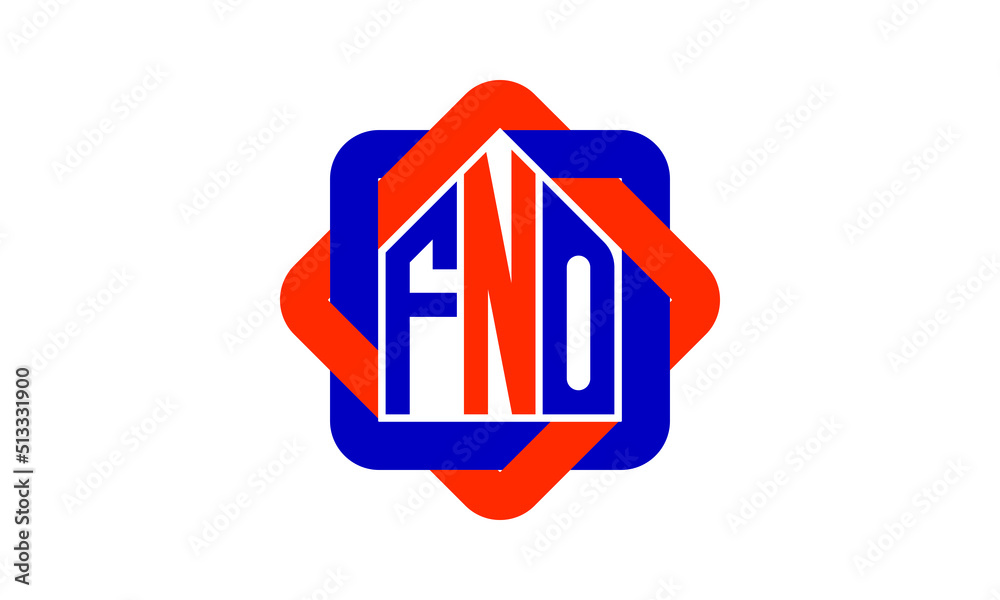 FNO three letter real estate logo with home icon logo design vector ...
