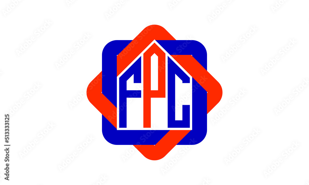 FPC three letter real estate logo with home icon logo design vector ...