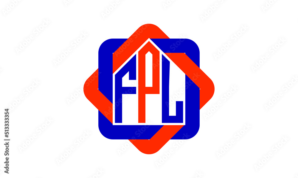 FPL three letter real estate logo with home icon logo design vector ...
