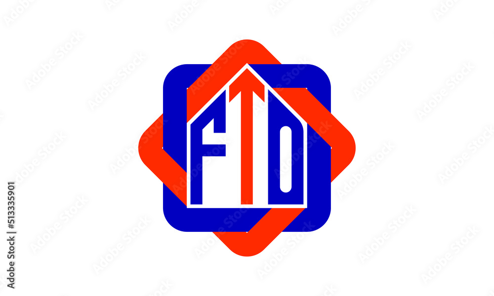 FTO three letter real estate logo with home icon logo design vector ...