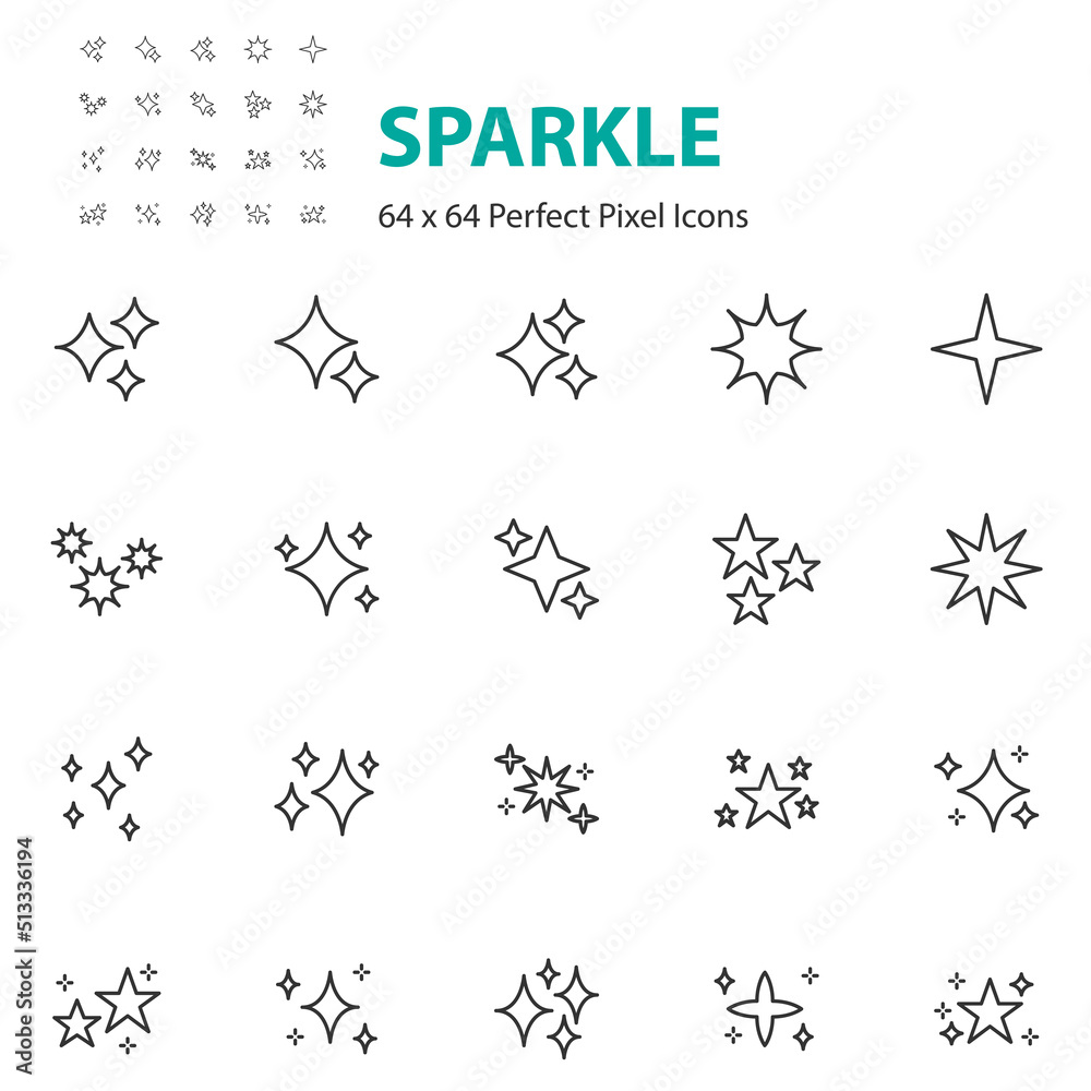 set of sparkle icons, glister, shine, effect Stock Vector | Adobe Stock