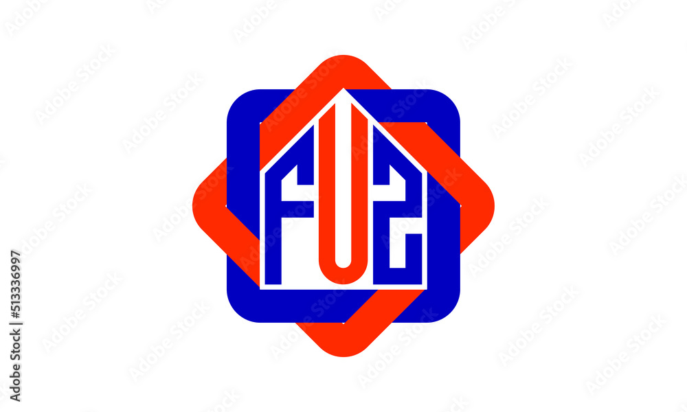 FUZ three letter real estate logo with home icon logo design vector ...