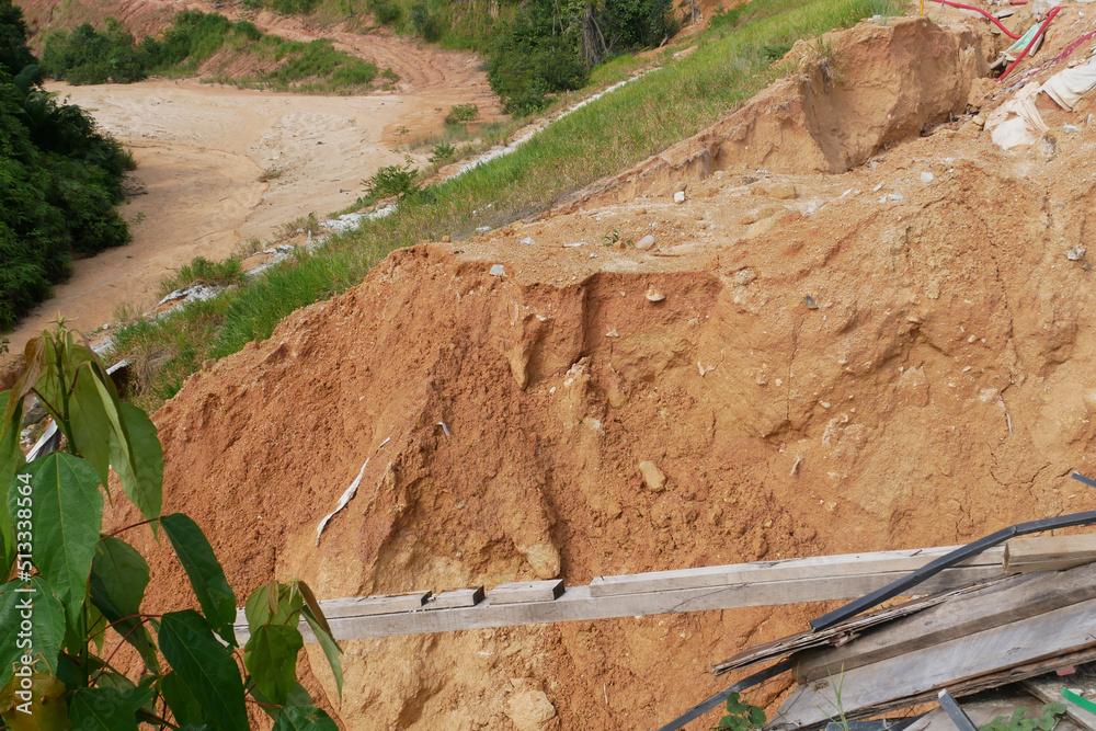 Erosion on the ground and slopes is caused by rainwater. The soil ...