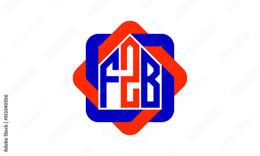 FZB three letter real estate logo with home icon logo design vector ...