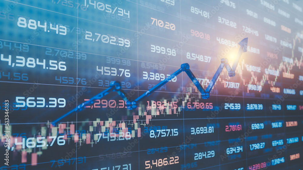 Financial stock market chart and LED Display background. Technology ...