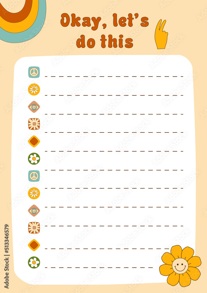 To do list template. Groovy daily planner, vinrage weekly planner, note ...