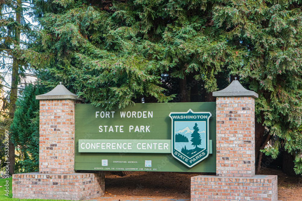 Fort Warden State Park, Conference Center Sign, on October 28, 2019 in ...