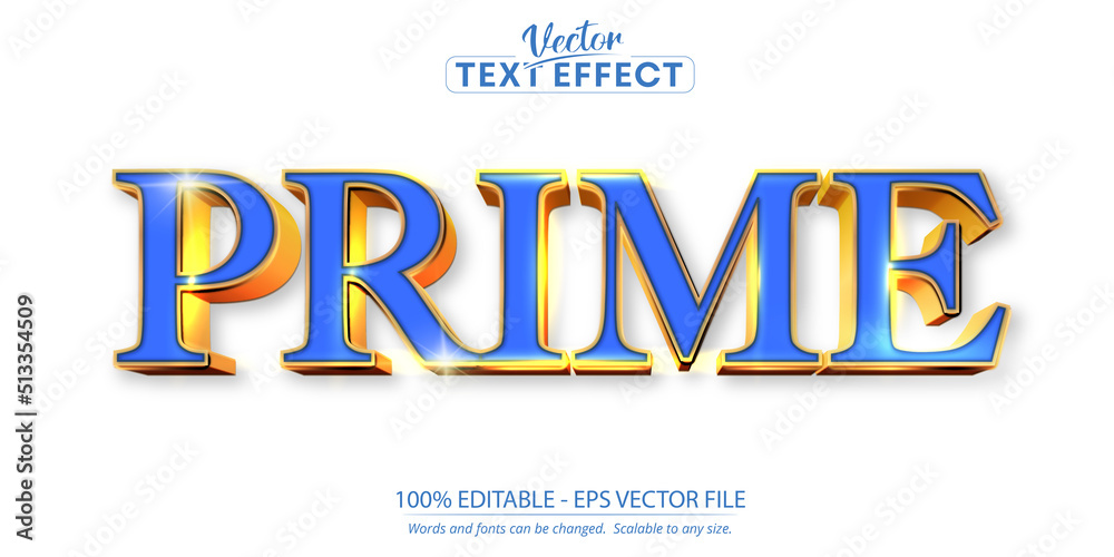 Gold text effect, editable shiny golden prime text style Stock Vector ...