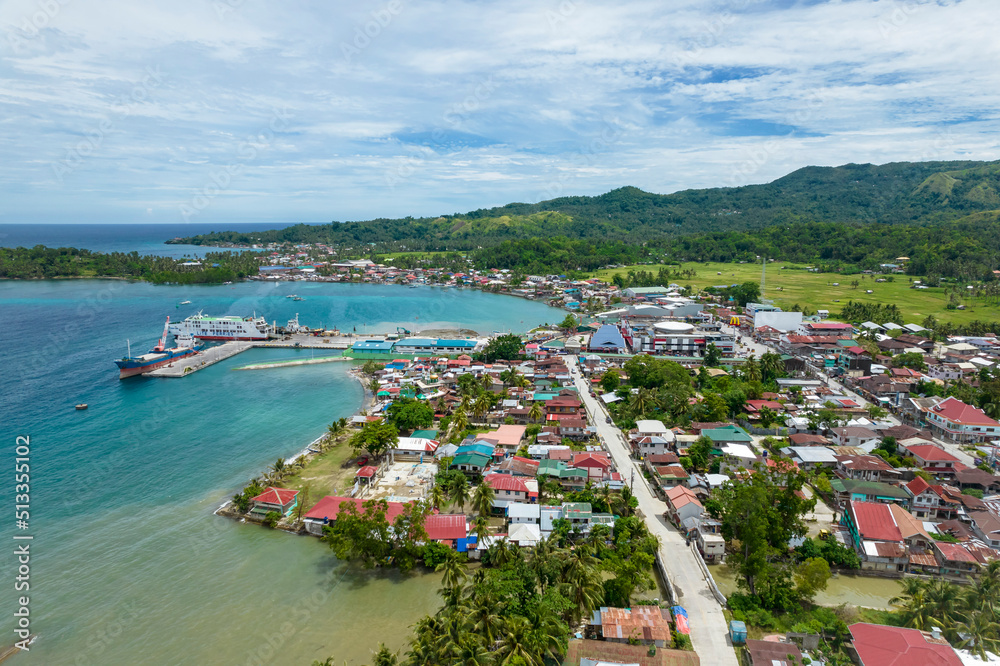 Jagna, Bohol, Philippines - Aerial of the port and town center of the ...