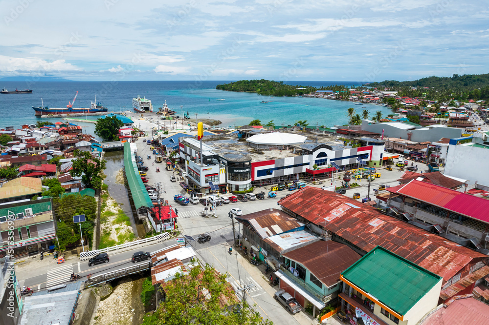 Jagna, Bohol, Philippines - Aerial of the port and town center of the ...