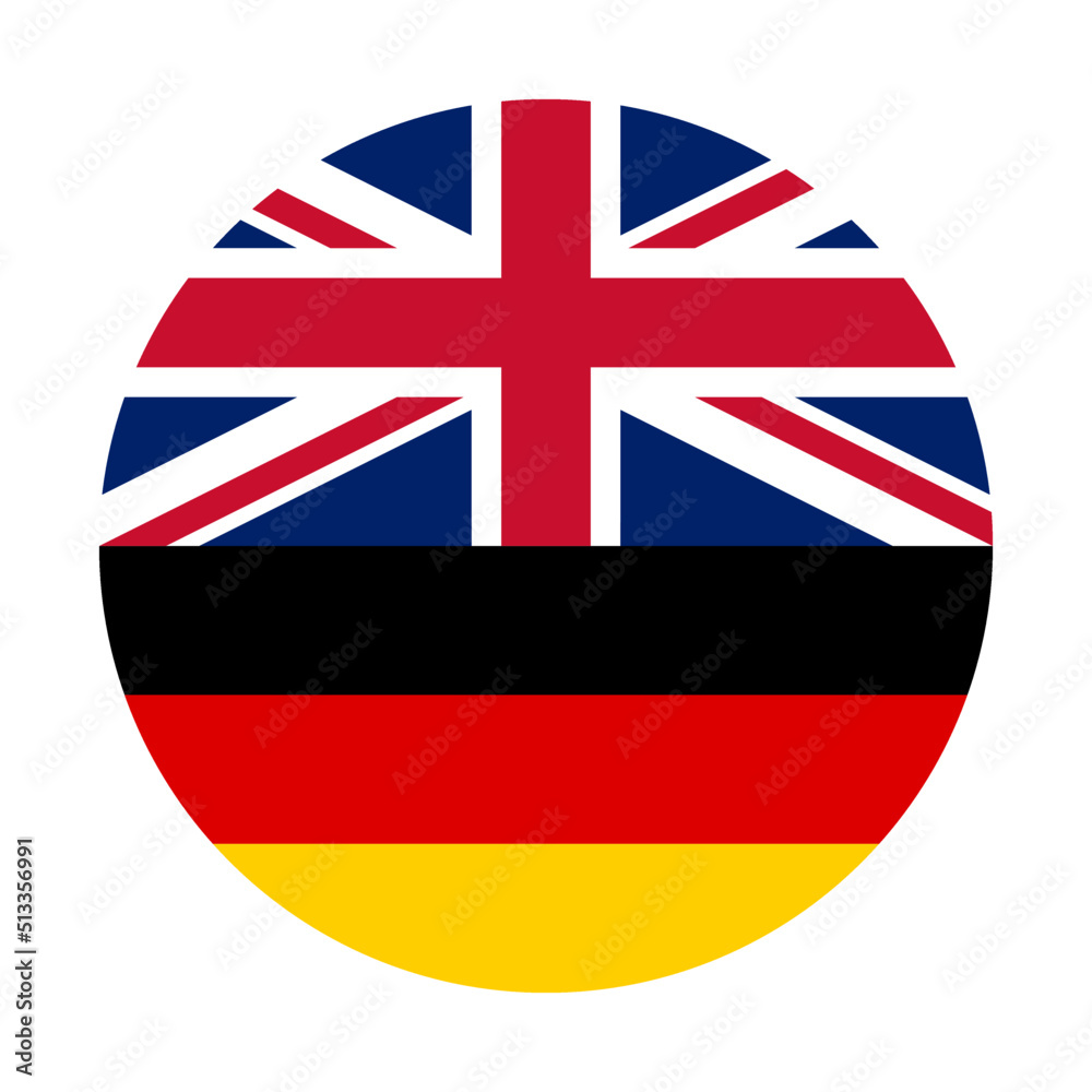 circle icon of union jack and germany flags. vector illustration ...