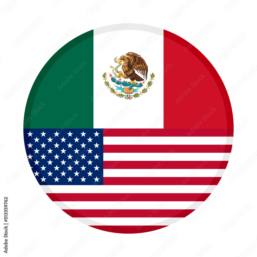 friendship concept. circle icon of mexican and american flags. vector ...