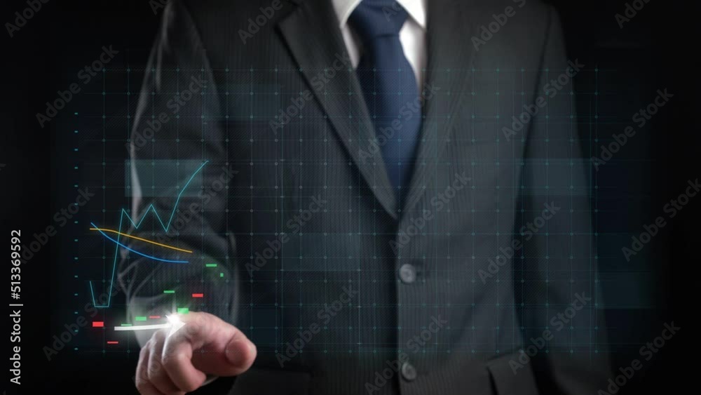 Businessman draw finance allusive graph chart showing business profit ...
