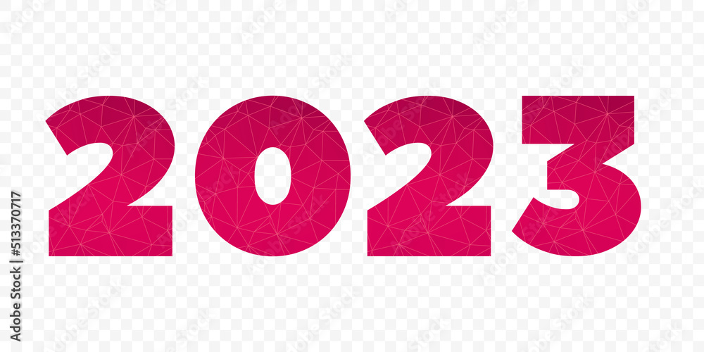 2023 New Year vector icon. Pink gradient symbol isolated on transparent ...