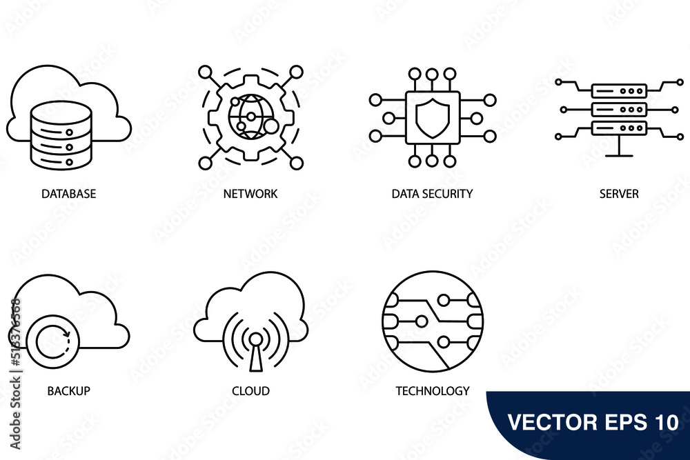 Data Center Cloud Computer icons set . Data Center Cloud Computer pack ...