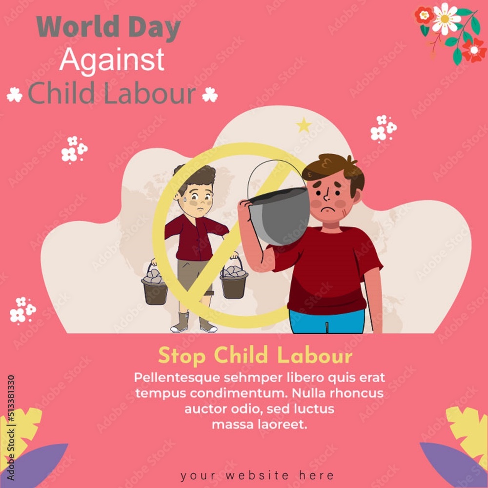 World day against child labour stop child labour in the world. Stock ...