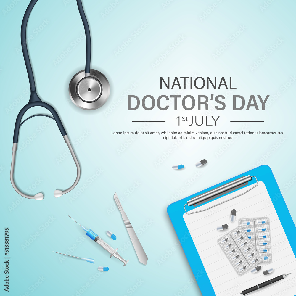 National doctor's day poster template design with stethoscope and ...