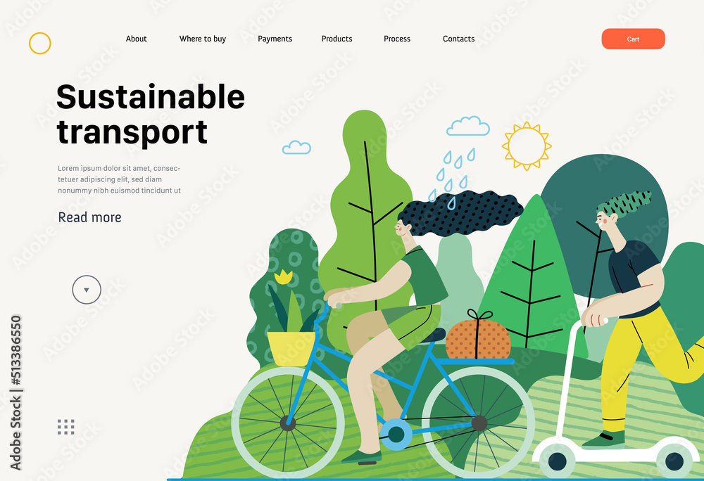 Ecology - Sustainable transport -Modern flat vector concept ...