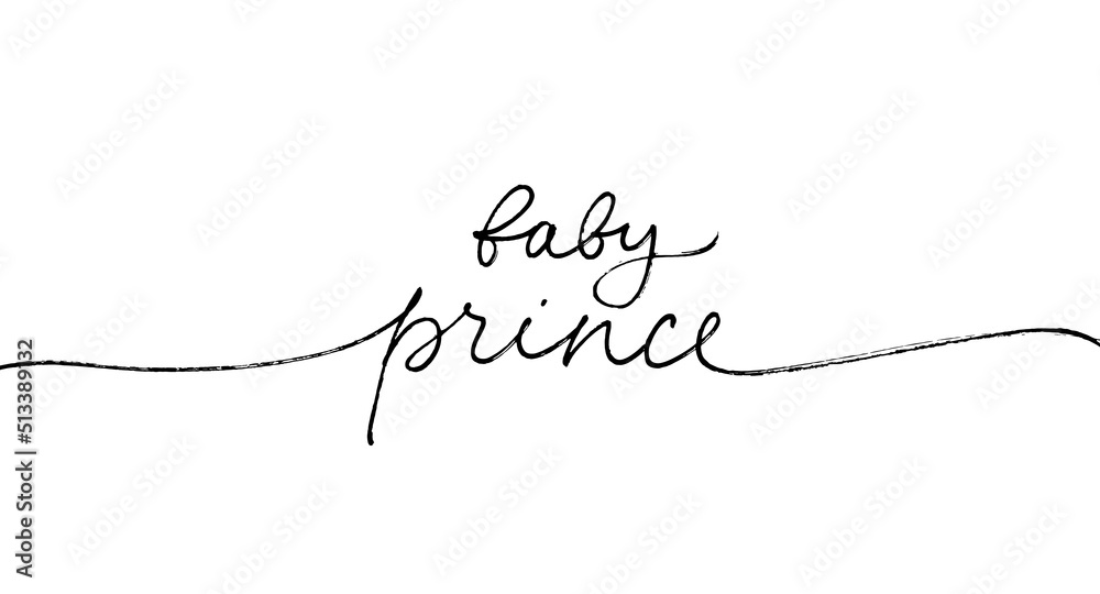 Baby prince hand drawn line lettering. Modern black pen vector ...