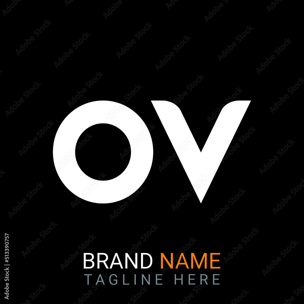 Ov Letter Logo design. black background. Stock Vector | Adobe Stock
